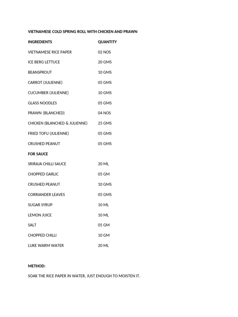 Vietnamese Cold Spring Roll With Chicken and Prawn | PDF | Scallion ...