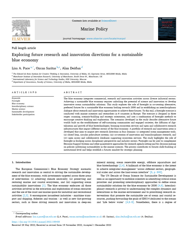 Exploring Future Research and Innovation Directions For A Sustainable ...