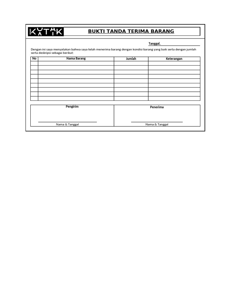 505045189 Template Form Tanda Terima Barang | PDF