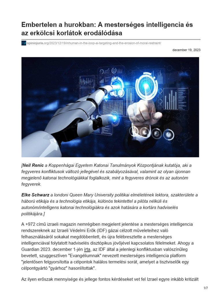 Inhuman-In-The-Loop AI-targeting and The Erosion of Moral Restraint ...