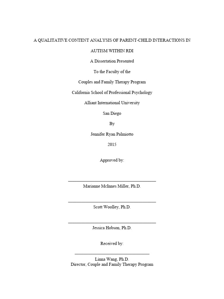 A Qualitative Content Analysis of Parent-Child Interactions in Autism Within RDI | PDF | Autism ...