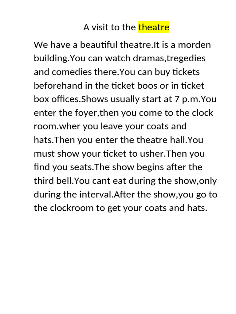 A Visit To The Theatre PDF