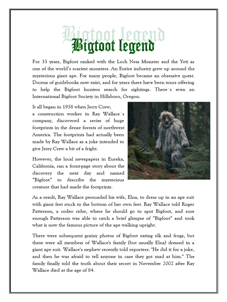 Bigfoot Legend | PDF