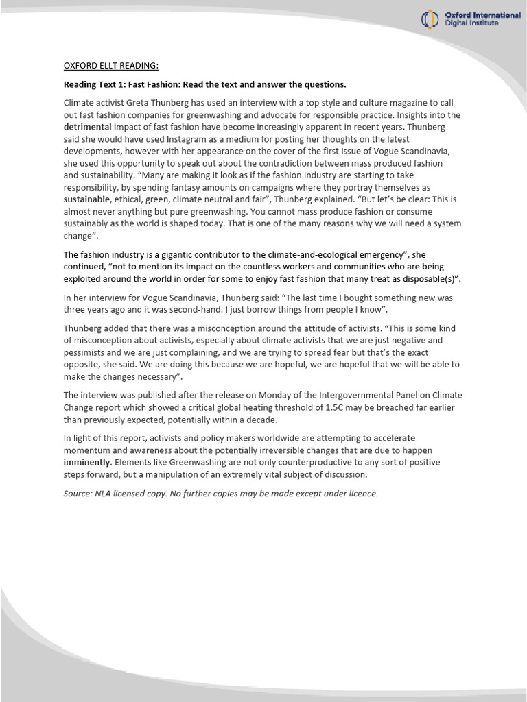 OXFORD ELLT READING Practice Test 1 | PDF | Extraterrestrial Life | Mars