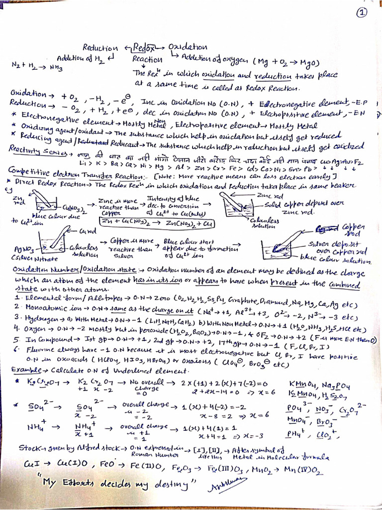 Redox Reaction Pdf