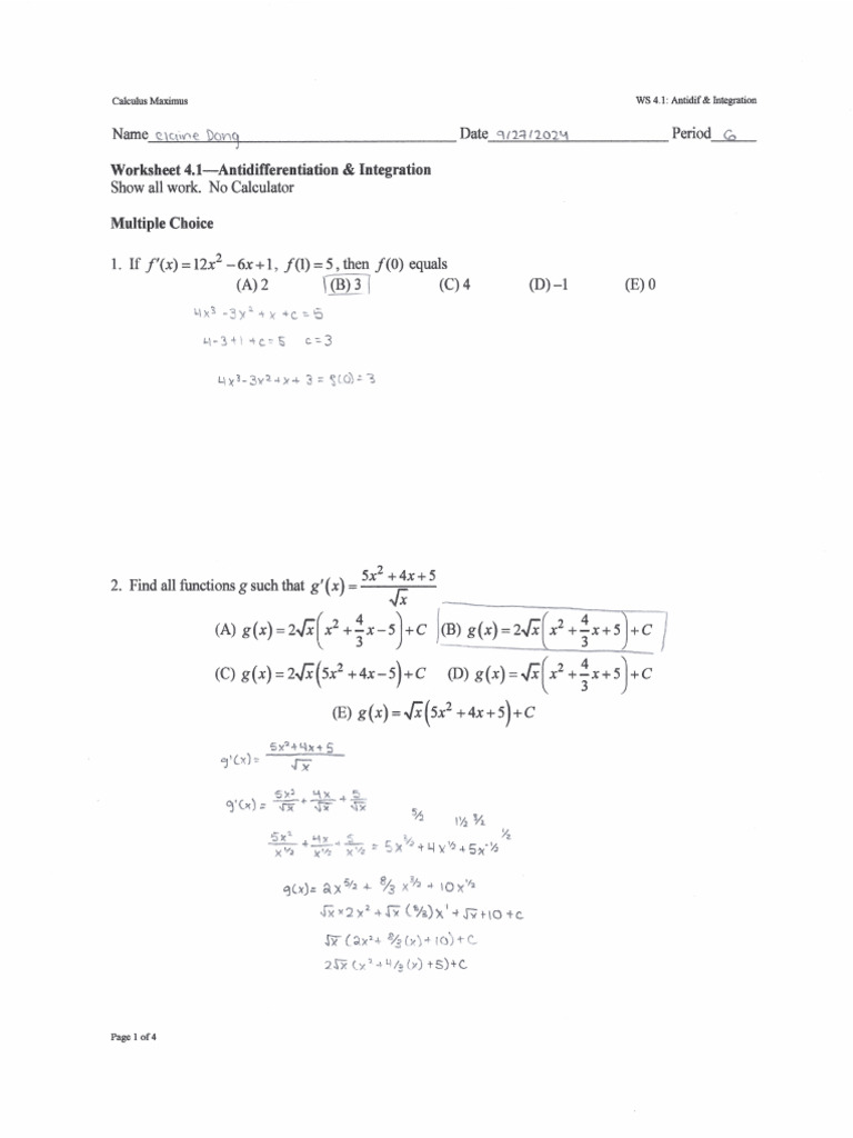 Calculus+Maximus Homework | PDF