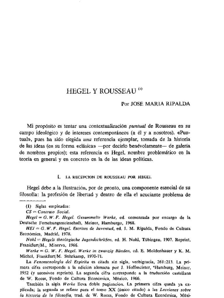 Hegel y Rousseau | PDF