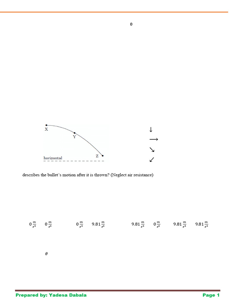 Grade 12 Projectile Motion Questions | PDF | Projectiles | Acceleration