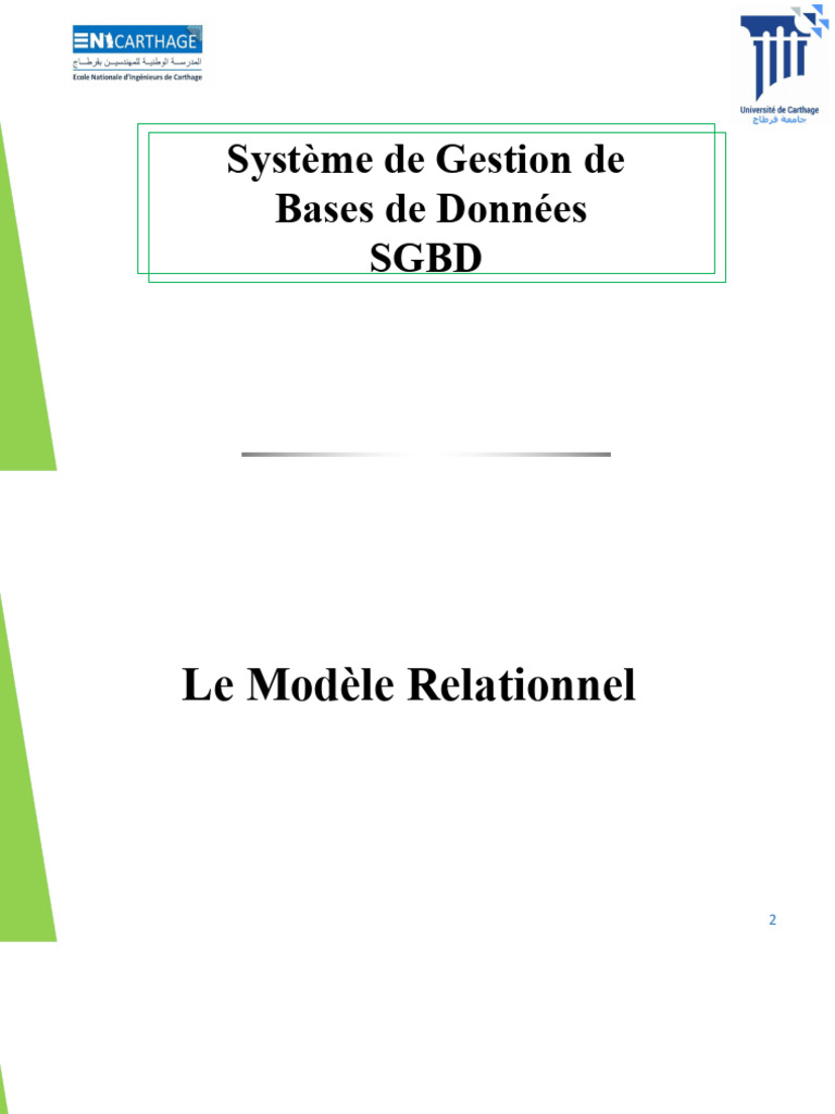 Modèle Relationnel des SGBD | PDF | Modèle relationnel | Bases de données