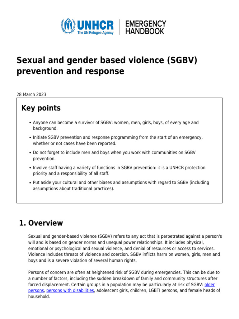 Sexual and gender based violence SGBV prevention | PDF | Domestic ...