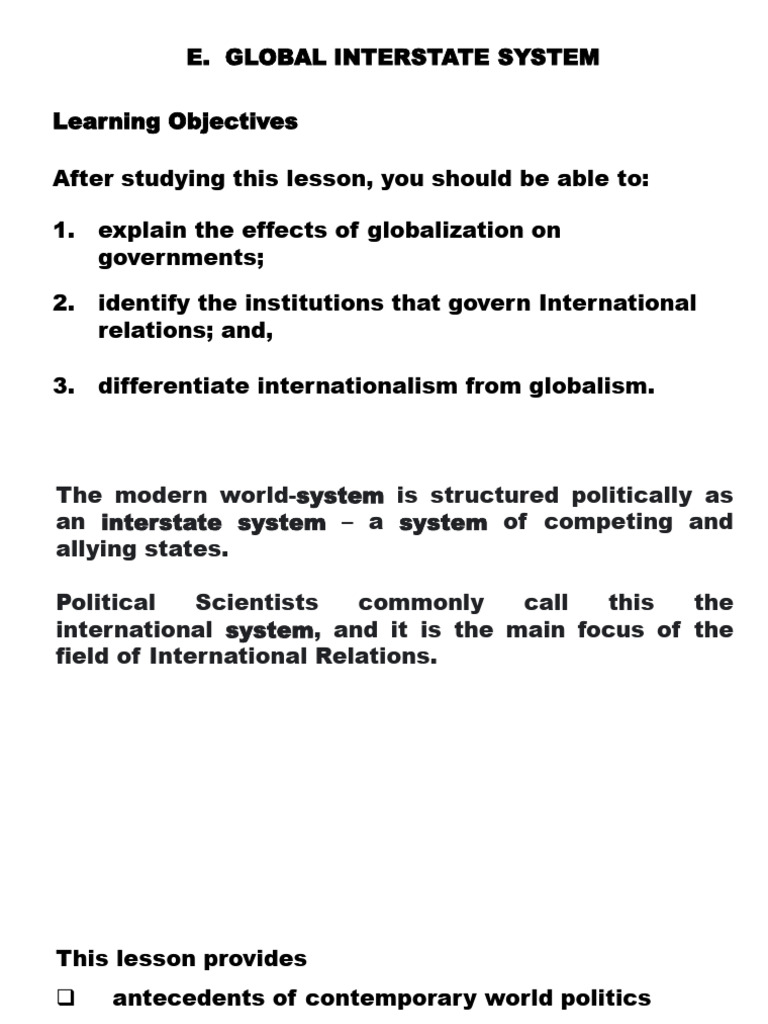 Global Interstate System Overview | PDF | International Relations ...