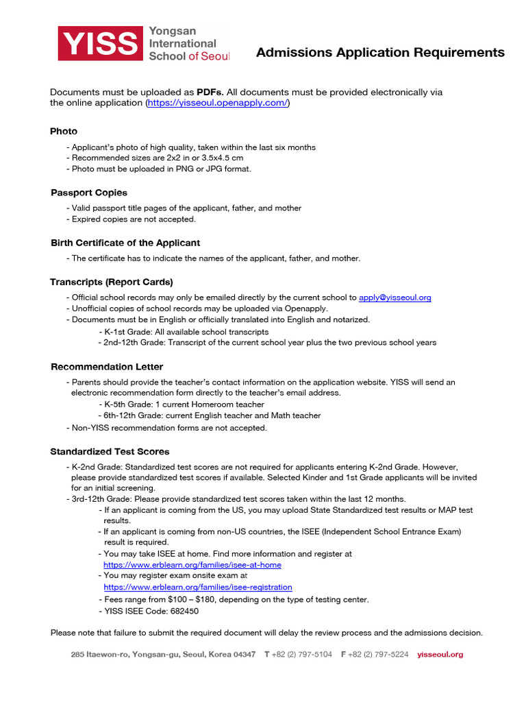 Admissions Application Requirements 030824 | PDF | Standardized Tests