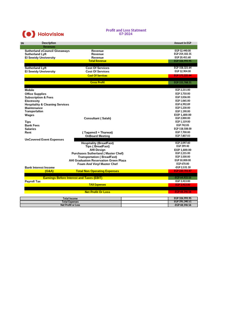 P&L 07-2024 | PDF | Revenue | Income Statement