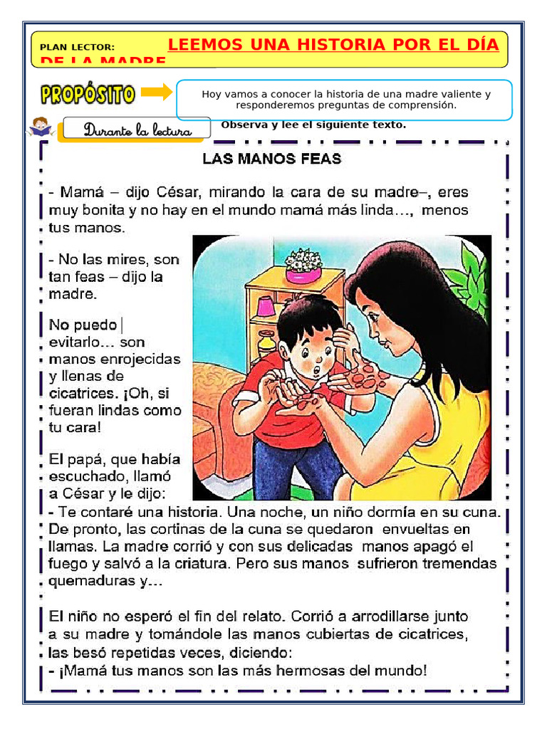 U2 s5 Ficha d4 Plan Lector Leemos Una Historia Por El Dia de La Madre | PDF