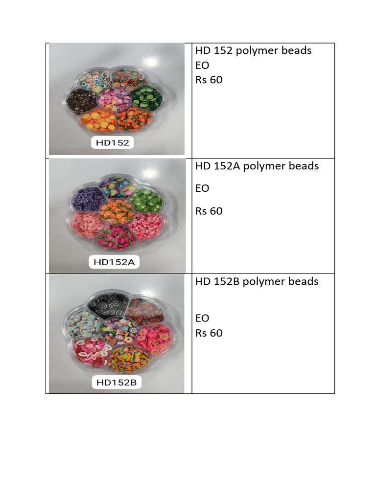 HD 152 Polymer Beads EO Rs 60 | PDF