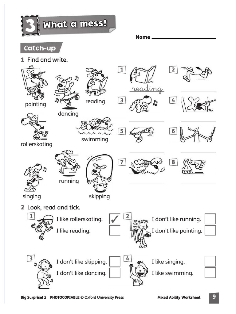 Big Surprise 2 Worksheet Unit3pdf | PDF | Roller Skating | Skating