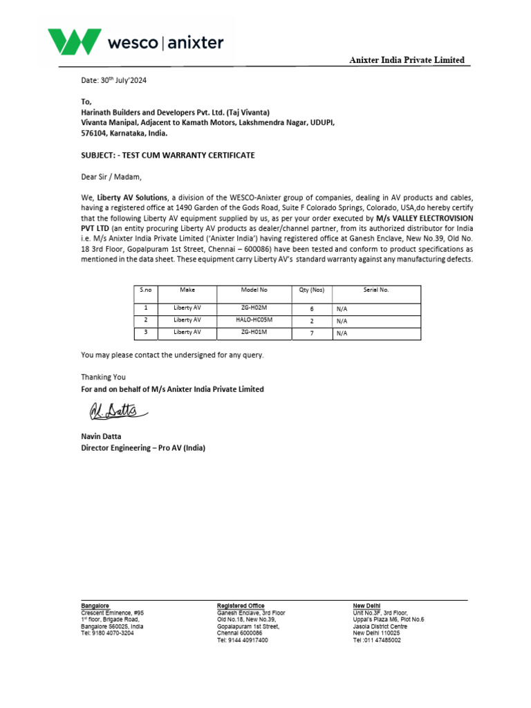 Liberty TC TAJ Vivanta INV - 279 | PDF