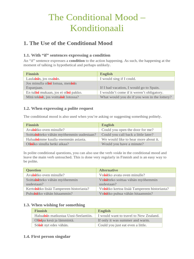 The Conditional Mood | PDF