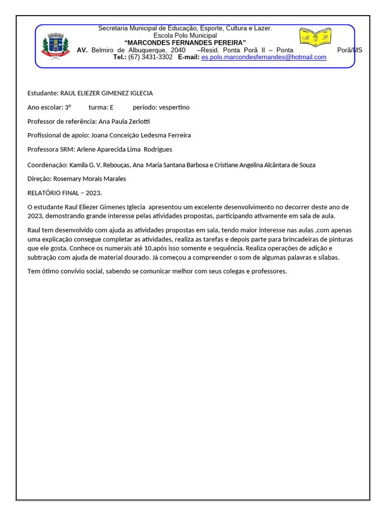 RELATÒRIO FINAL RAUL | PDF