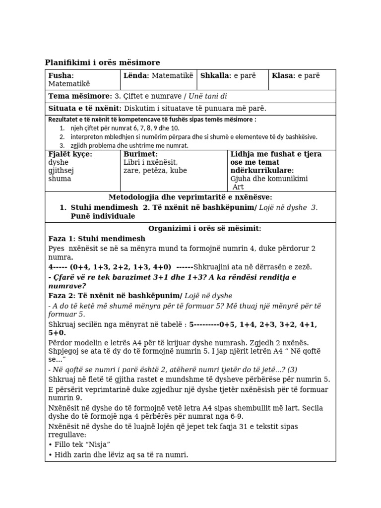 P1.32.Ciftet e Numrave .Une Tani Di . | PDF