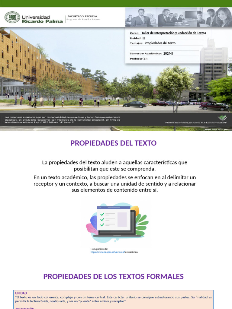 Semana 9B - Propiedades Del Texto TIRT | PDF
