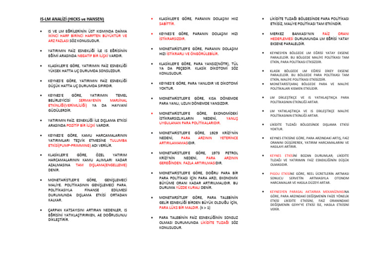 1 Is-Lm Önemli̇ Notlar | PDF