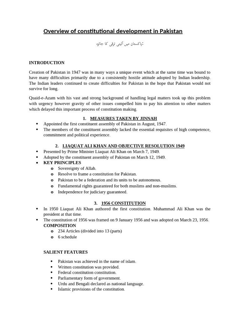 Constitutional Development | PDF | Pakistan | Government