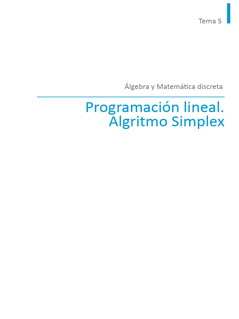 Tema 5 - Programación Lineal. Algoritmo Simplex | PDF | Programación ...