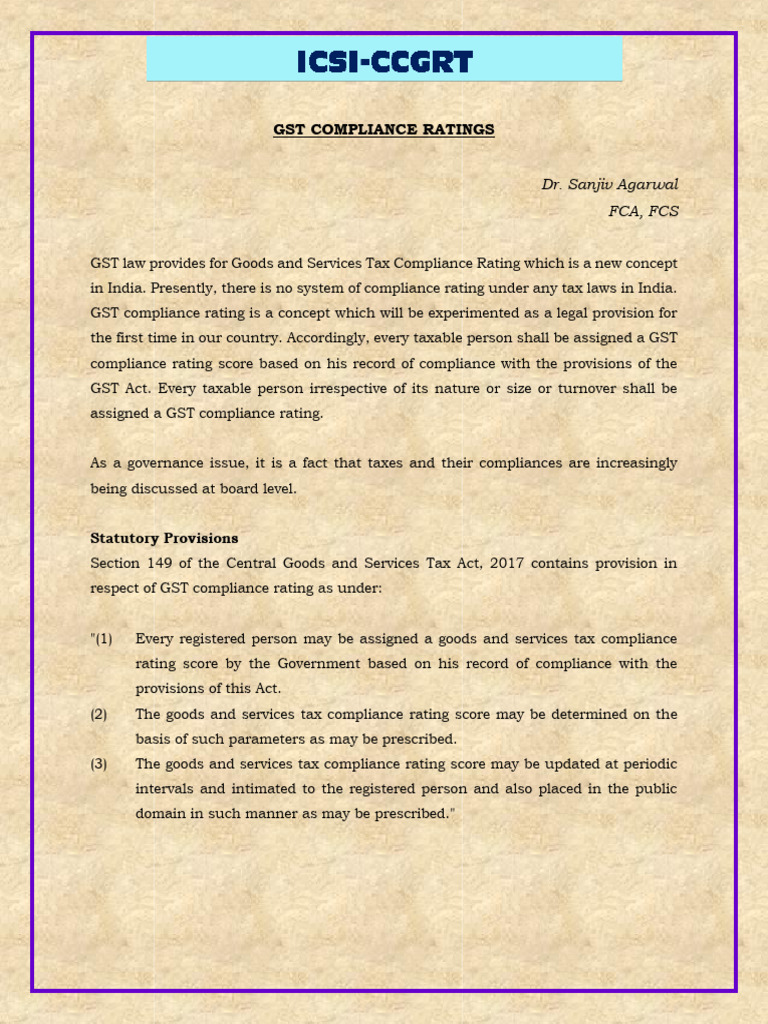 GST COMPLIANCE RATINGS_Gyan Jyoti | PDF | Taxes | Regulatory Compliance