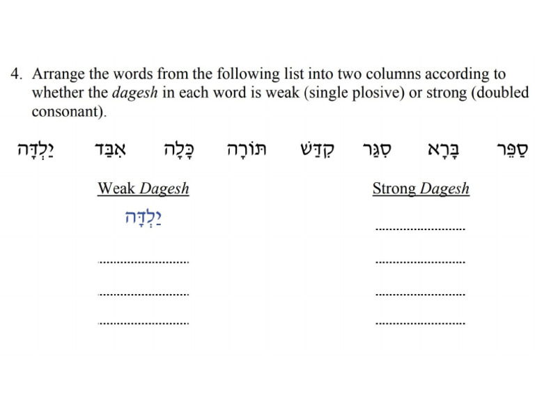 Hebrew Learning Exercise | PDF