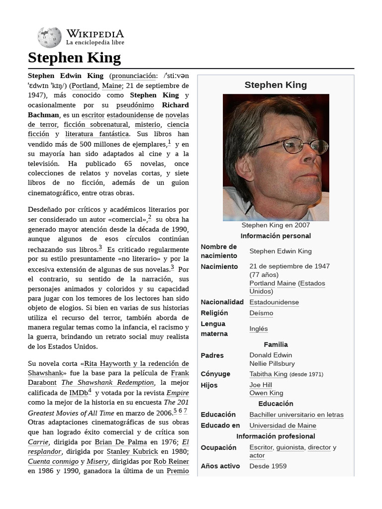 Stephen_King | PDF | Stephen King