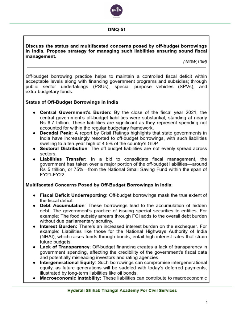 DMQ 51-Model Answer | PDF | Government Budget Balance | Debt