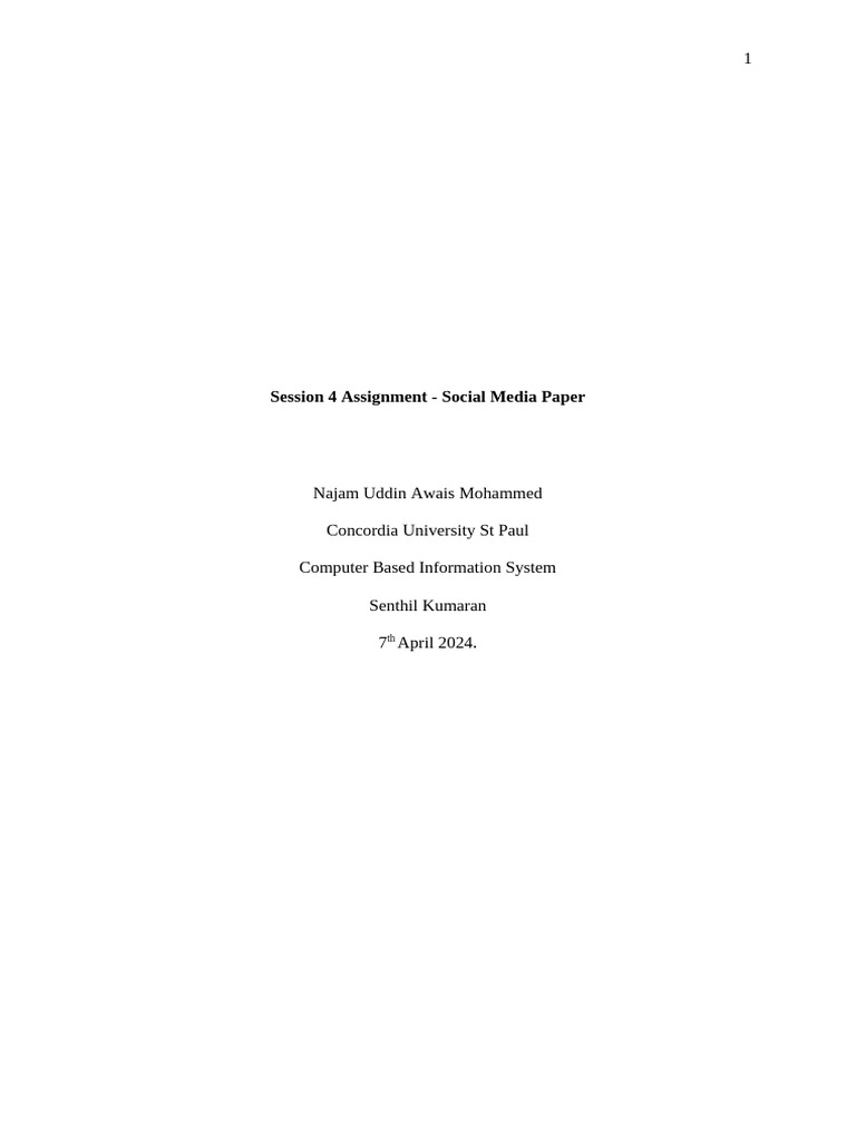 Session 4 Assignment - Social Media Paper - Edited | PDF | Social Media ...