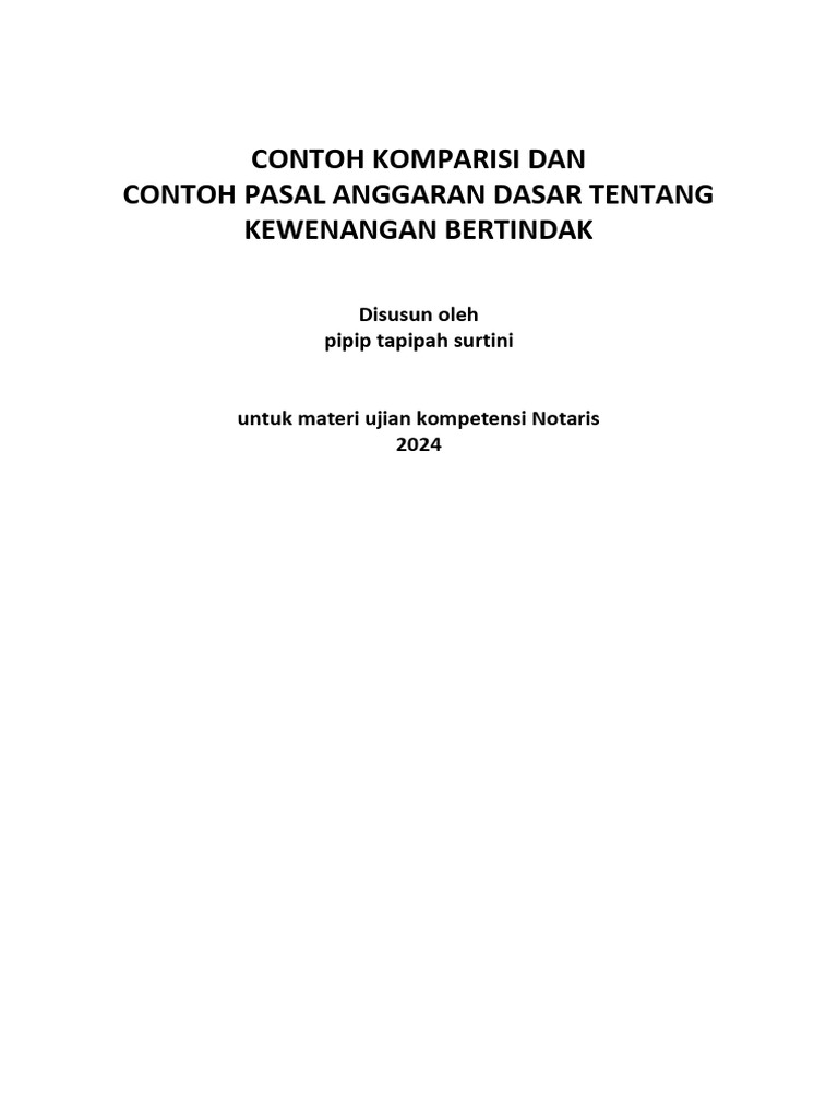KOMPARISI DAN CONTOH ANGGARAN DASAR | PDF