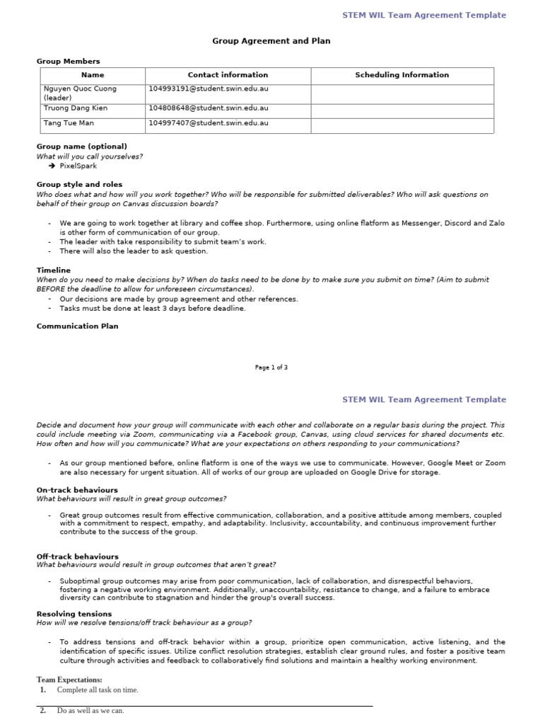 Group PixelSpark Agreement | PDF | Behavior | Social Psychology