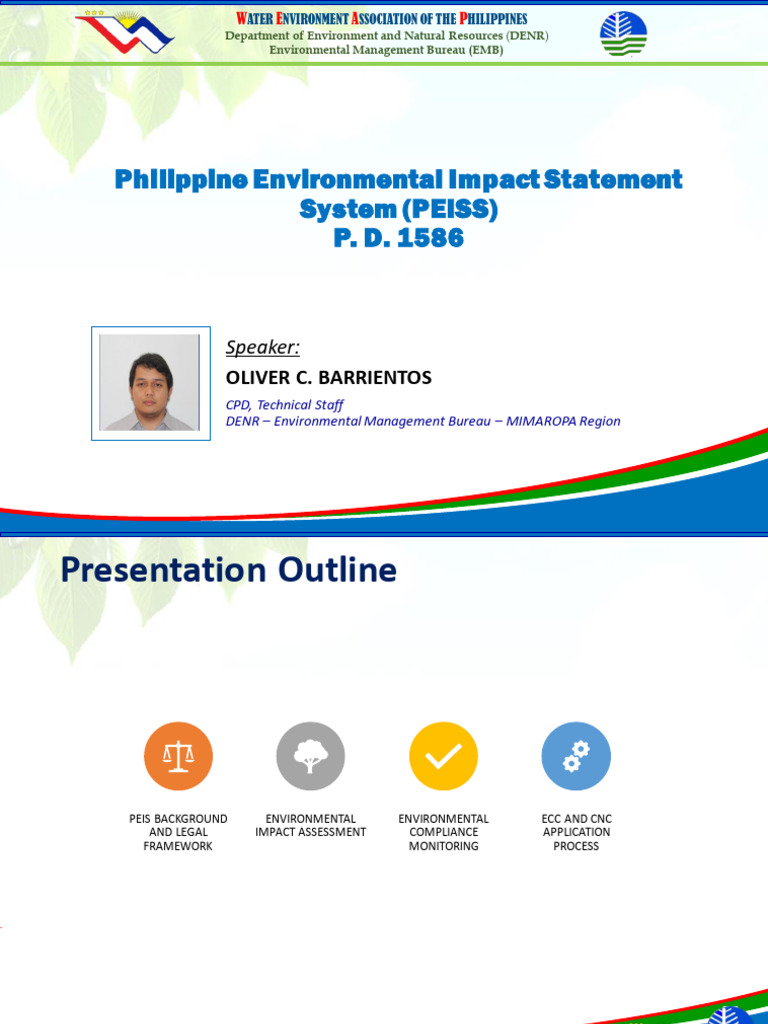 PD 1586 The Philippine EIS System Oliver Barrientos | PDF | Environmental Impact Assessment ...