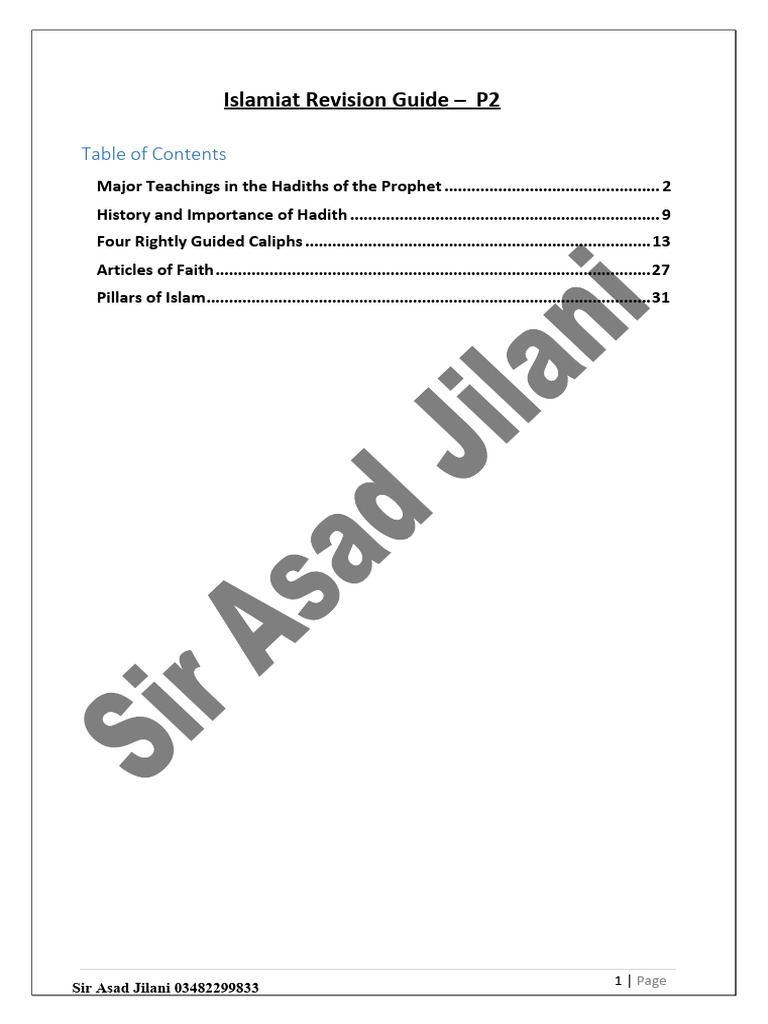 Islamiat Revision Guide: Hadith Teachings | PDF | Hadith | Umar