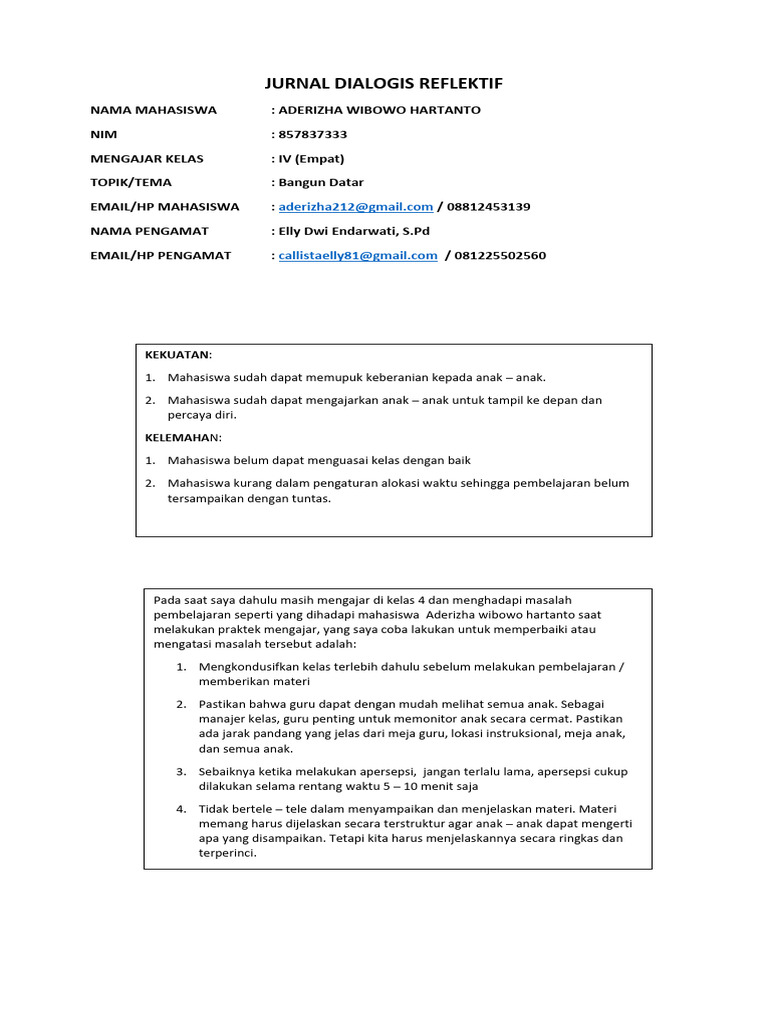 FORMAT JURNAL DIALOGIS REFLEKTIF 2024 Matematika | PDF