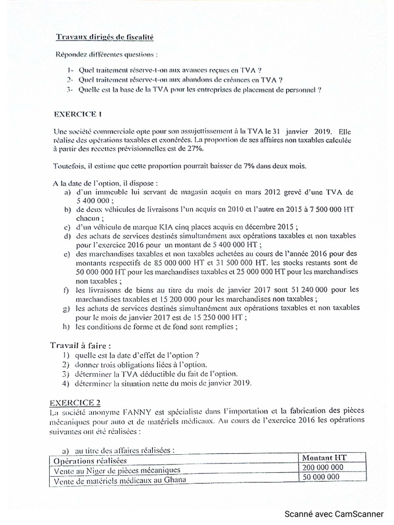 TD Fiscalité Format Du Devoir | PDF