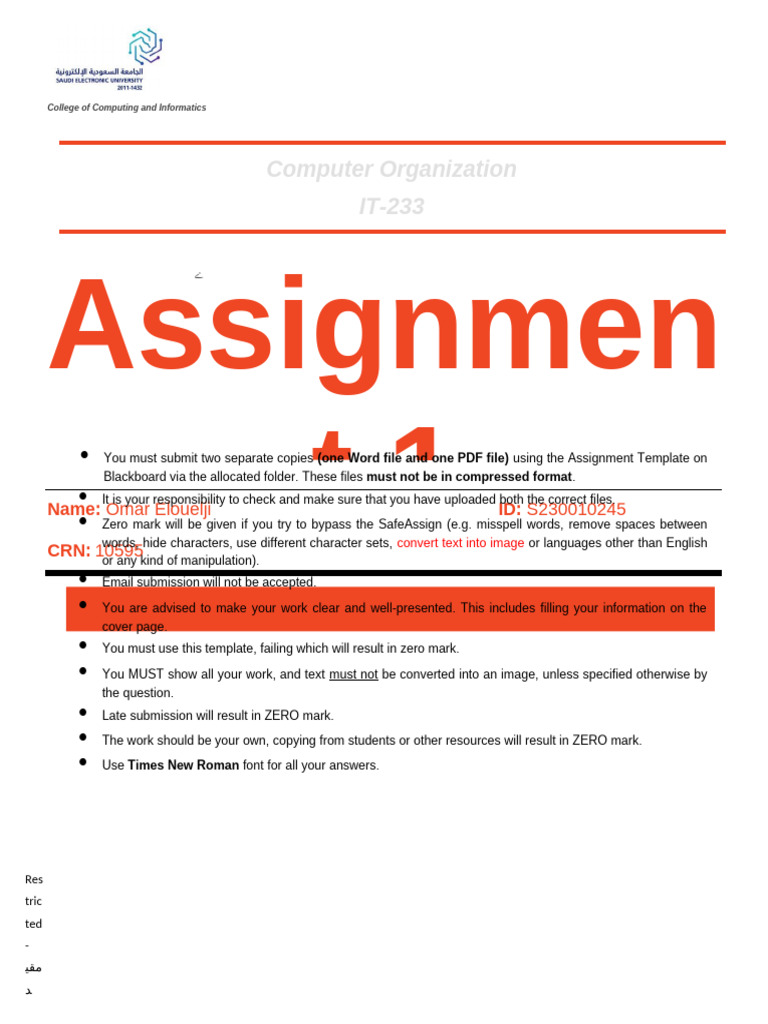 Assignment1 - Computer Orgnization | PDF | Computer File | Computing