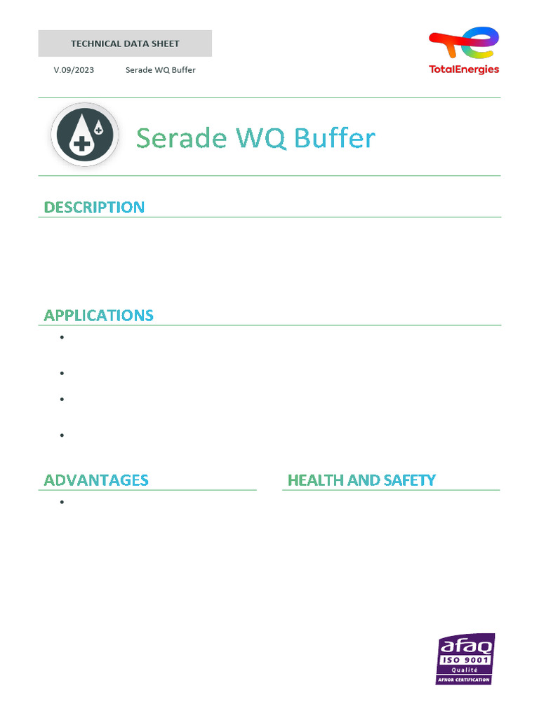 TDS TotalEnergies SERADE-WQ-BUFFER AYY EN | PDF | Buffer Solution | Chemistry