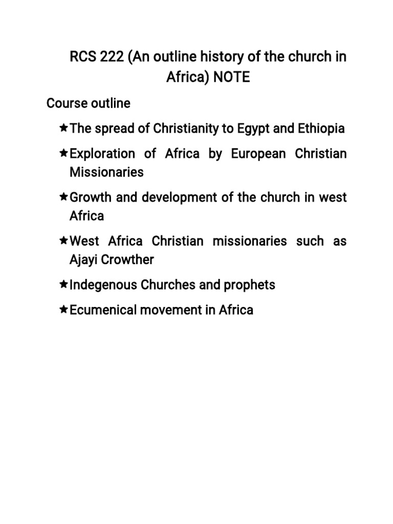 Outline of Christianity's African History | PDF | Christian Church ...