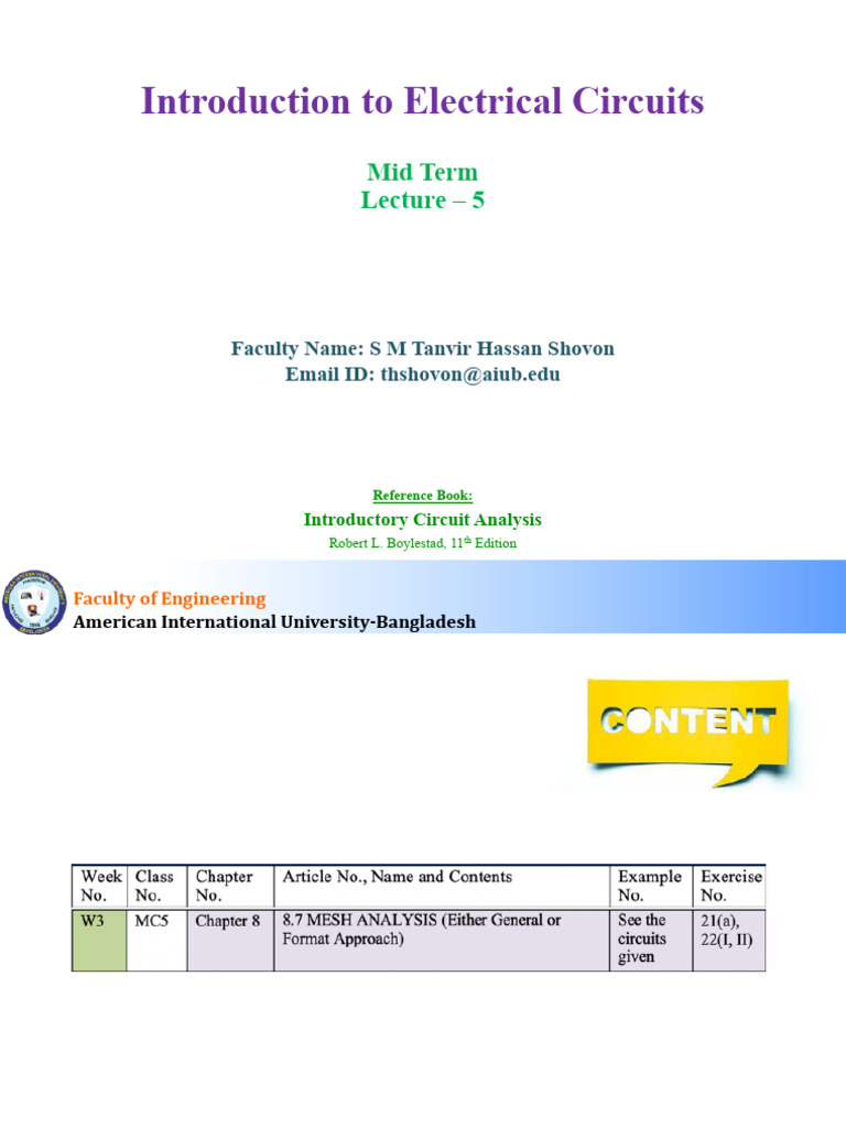 IEC Mid Lecture-5 | PDF | Electrical Network | Electric Current