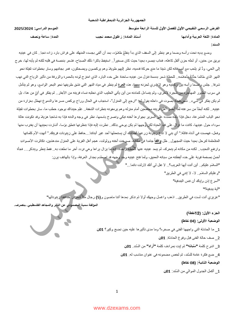 Dzexams 4am Arabe 245567 | PDF