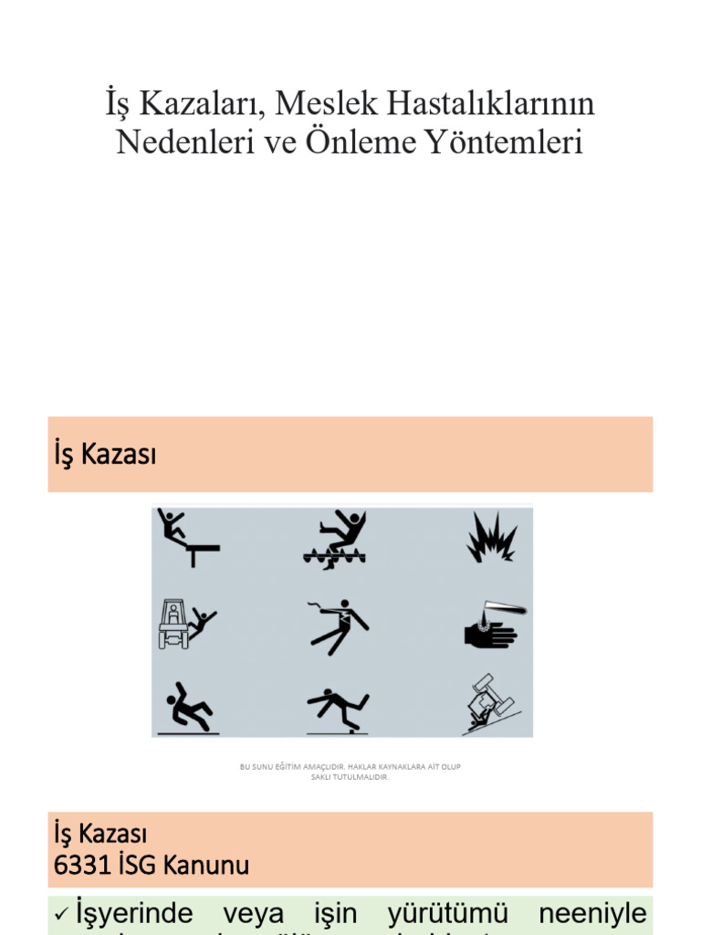 İSG - DERS - 5 - İş Kazaları, Meslek Hastalıklarının Nedenleri Ve Önleme | PDF