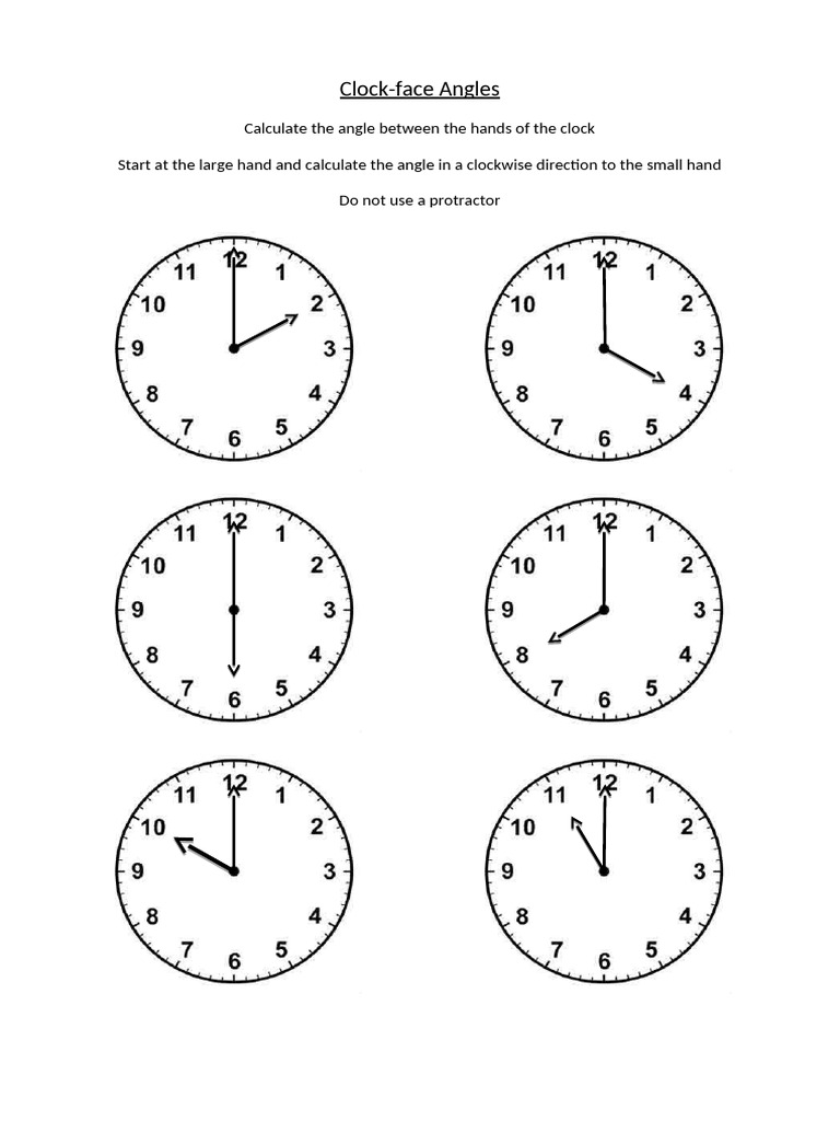 Clock Face Angles | PDF
