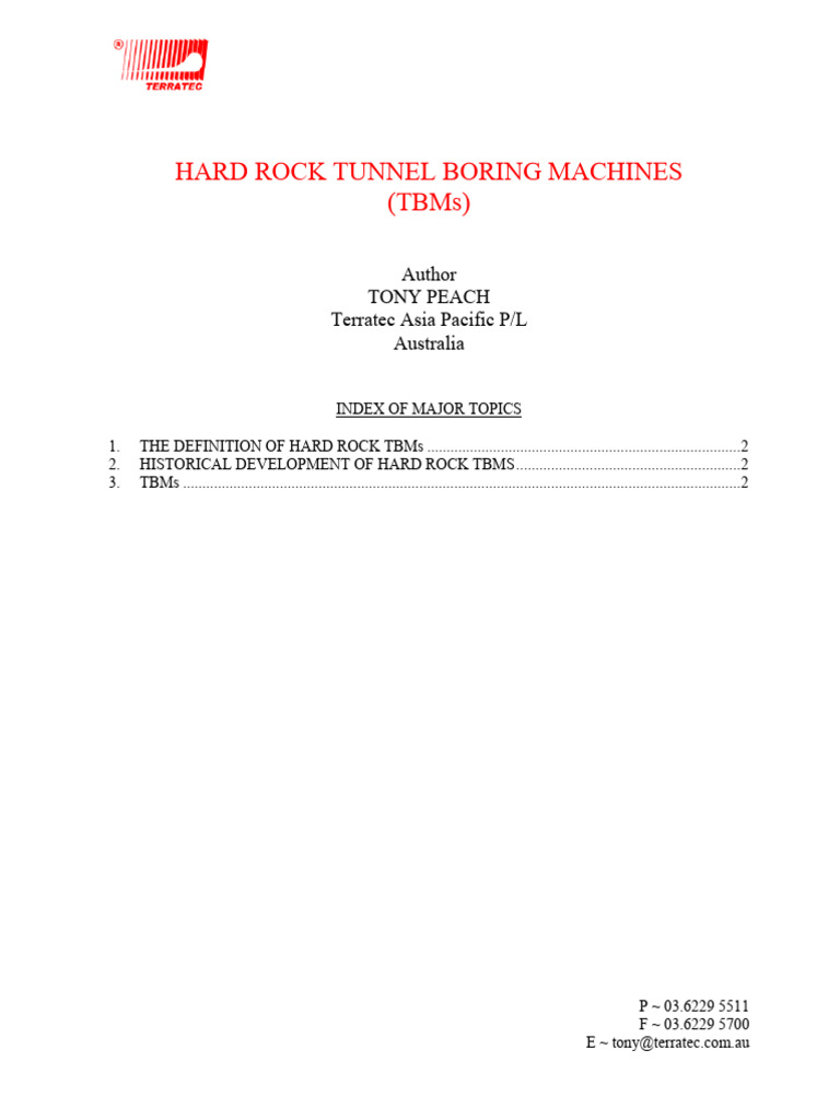 3.3 Excavation Using Tunnel Boring Machines (Hard Rock) | PDF | Tunnel ...