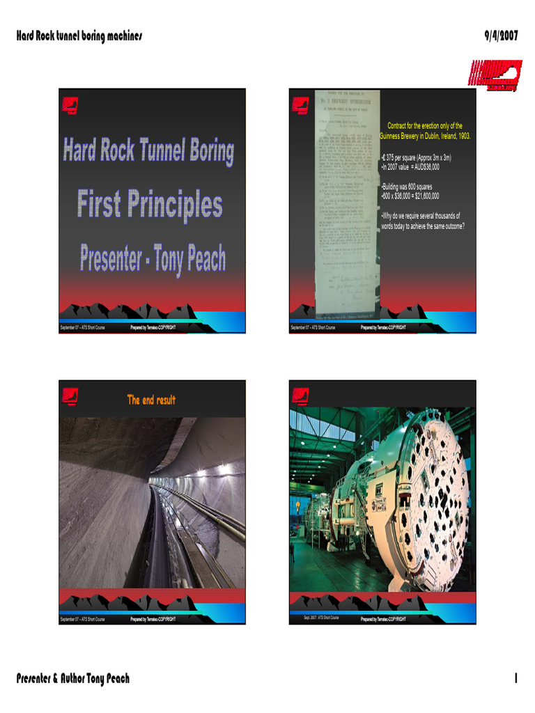 3.3a Excavation Using Tunnel Boring Machines (Hard Rock) (SL | PDF ...