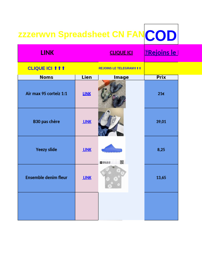 Meilleurs Spreadsheets Cnfans ?? | PDF | Fashion | Brand