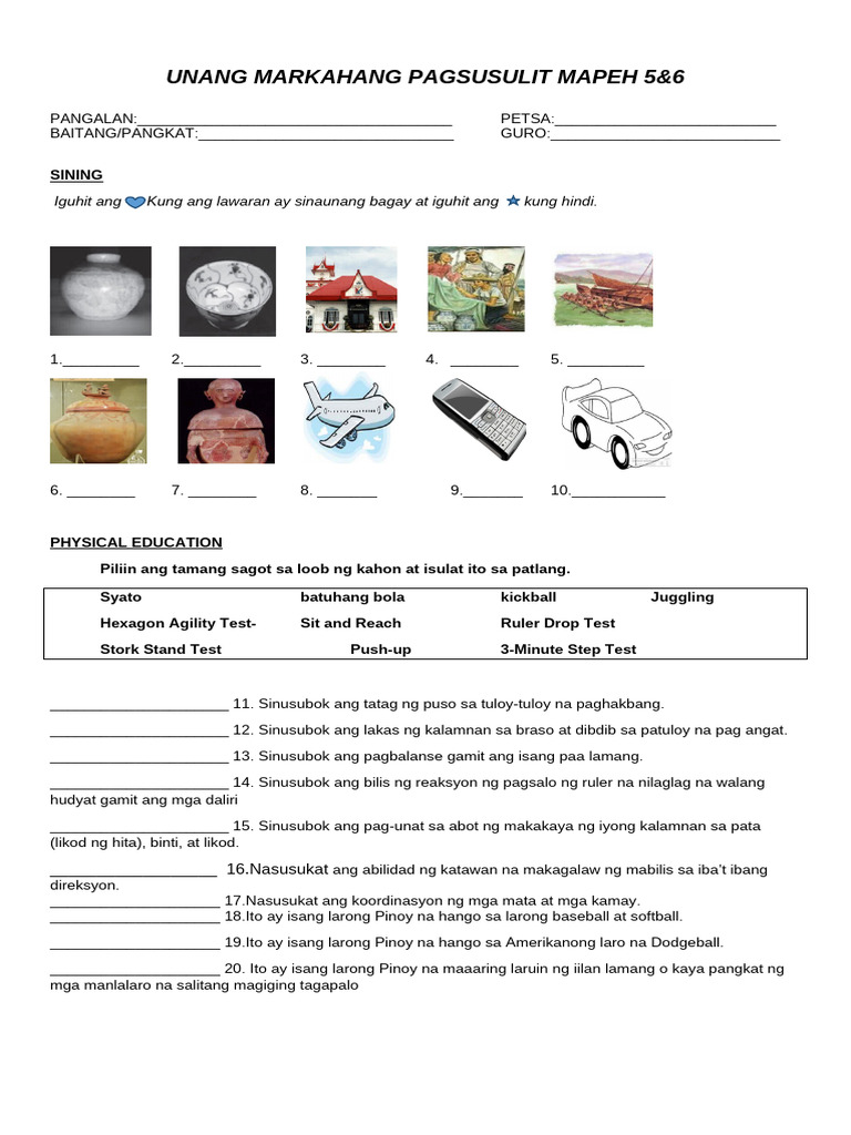 PT - Mapeh 5 - Q1 | PDF